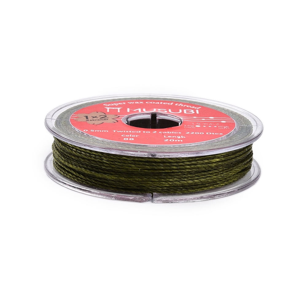1roll 2-Ply Round Waxed Thread Cords Import From Japan Dark Olive Green ...