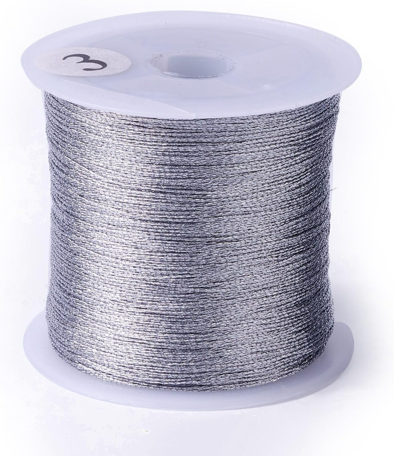 1roll 3-Ply Metallic Thread for Jewelry Making and Embroidery Round Silver 0.2mm about 109.36 ...