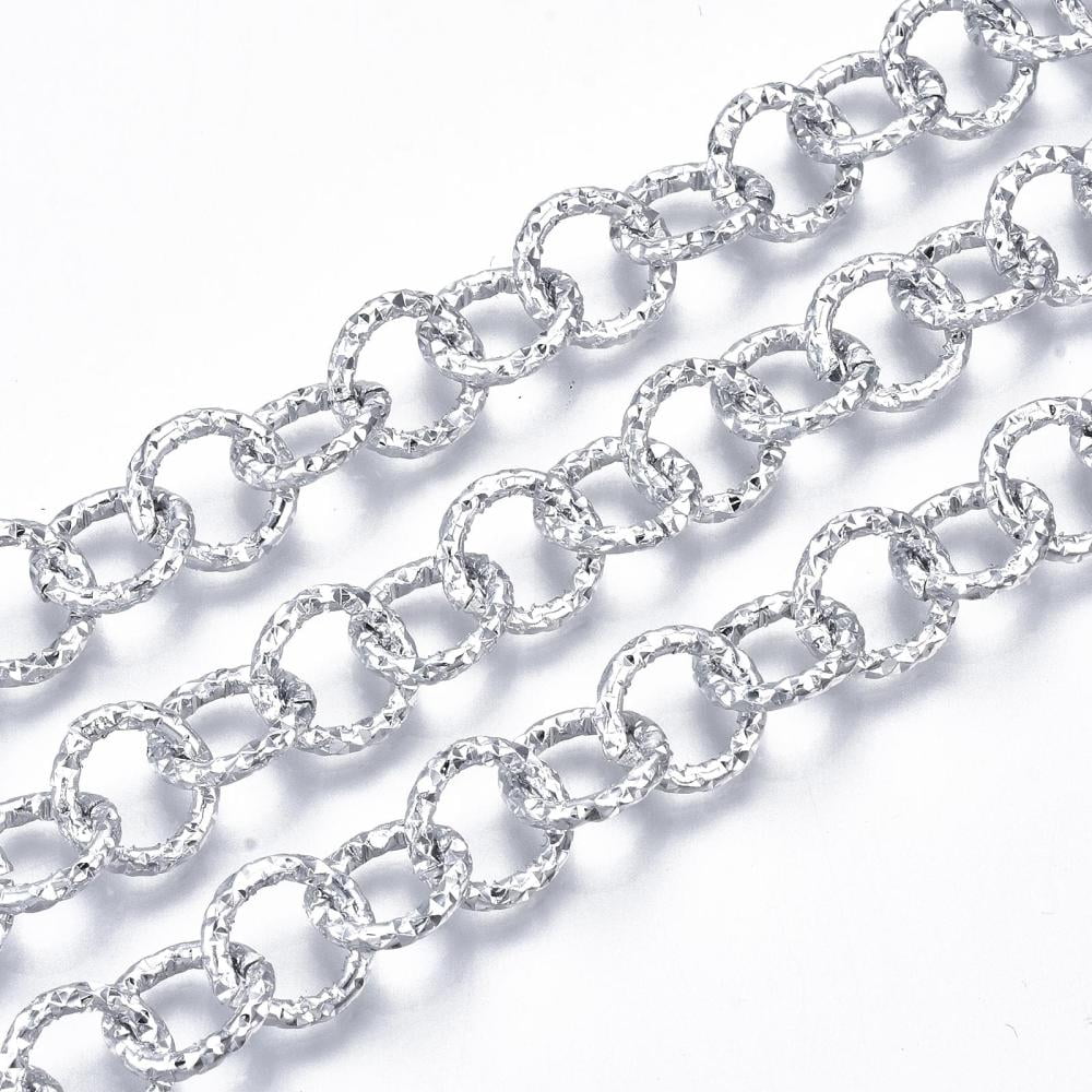 1roll Aluminium Chains Textured with Spool Unwelded Silver color Plated ...