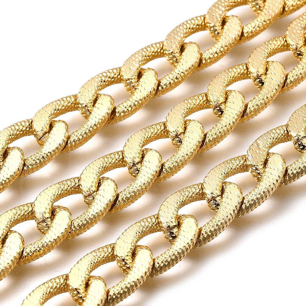 1roll Aluminium Curb Chains with Spool Unwelded Golden 16x11x3mm about ...