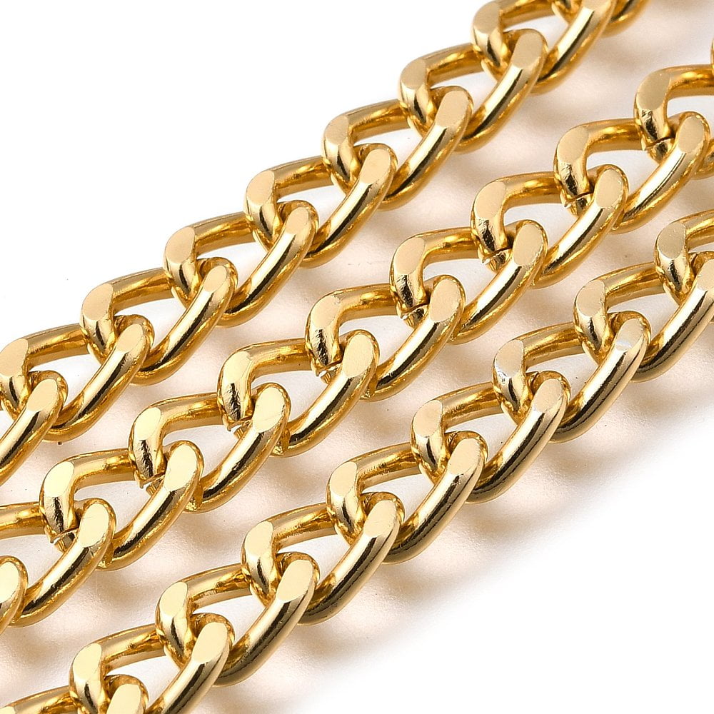 1roll Aluminium Curb Chains with Spool Unwelded Golden 9.5x7x3.5mm ...