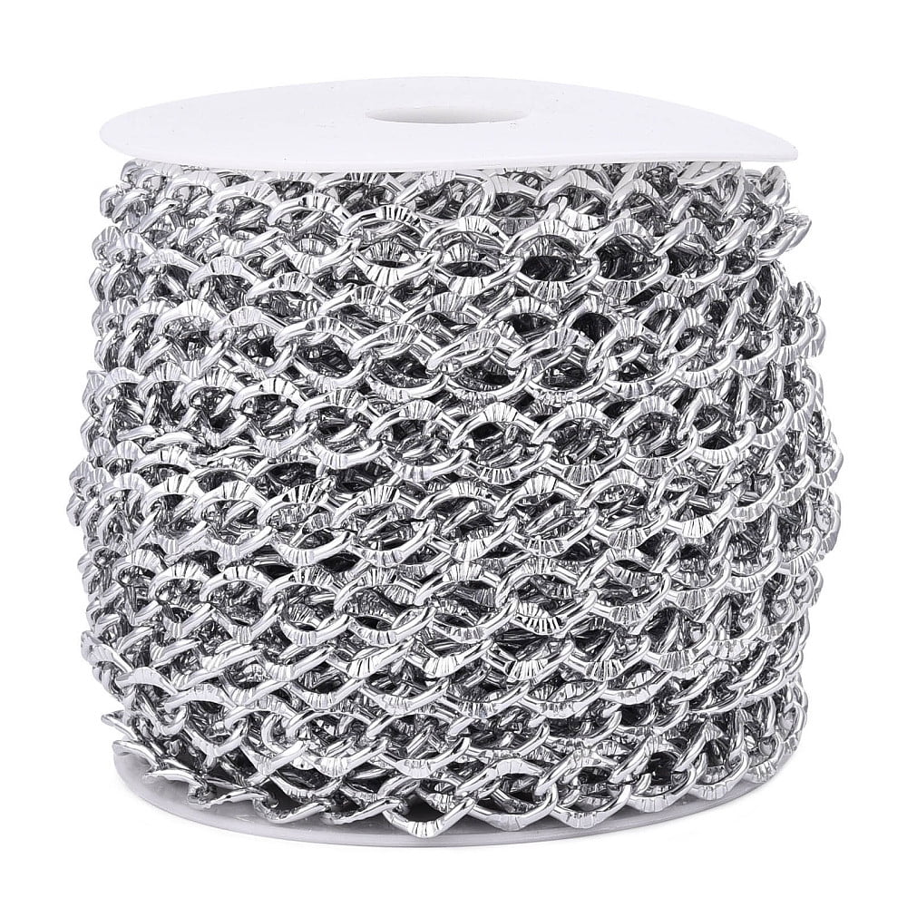1roll Aluminium Textured Curb Chains Unwelded with Spool Silver 13 ...