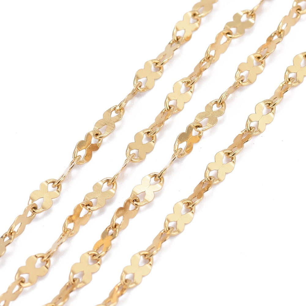 1roll Ion Plating(IP) 304 Stainless Steel Dapped Link Chains Soldered ...