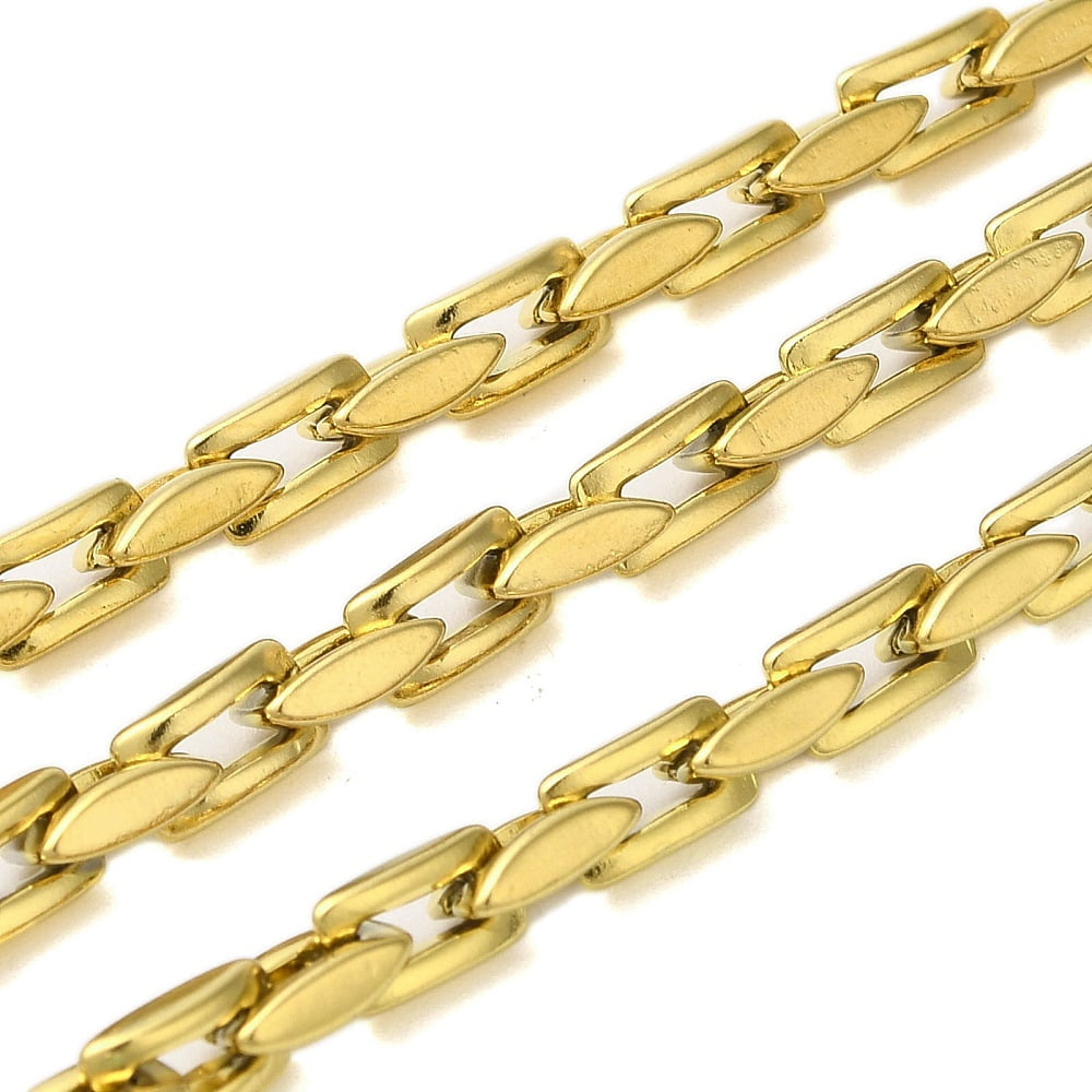 1roll Ion Plating(IP) 304 Stainless Steel Link Chain Rectangle Soldered ...