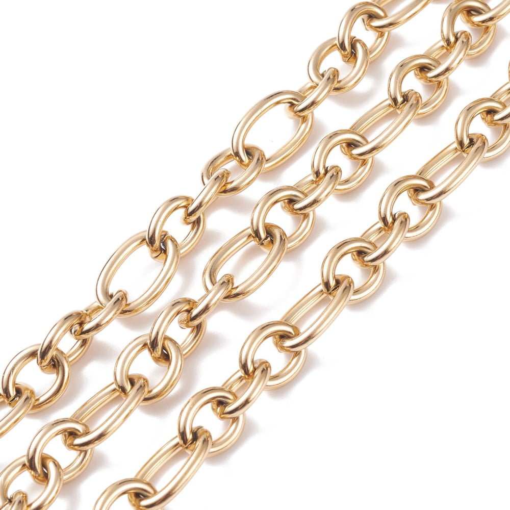 1roll Ion Plating(IP) 304 Stainless Steel Oval Link Chains Unwelded ...