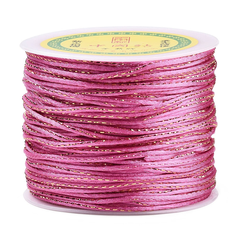 1roll Metallic Stain Beads String Cords Nylon Mouse Tail Cord Camellia ...