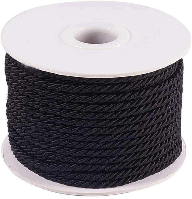 1roll Nylon Threads Milan Cords/Twisted Cords Black 3mm about 20m/roll ...