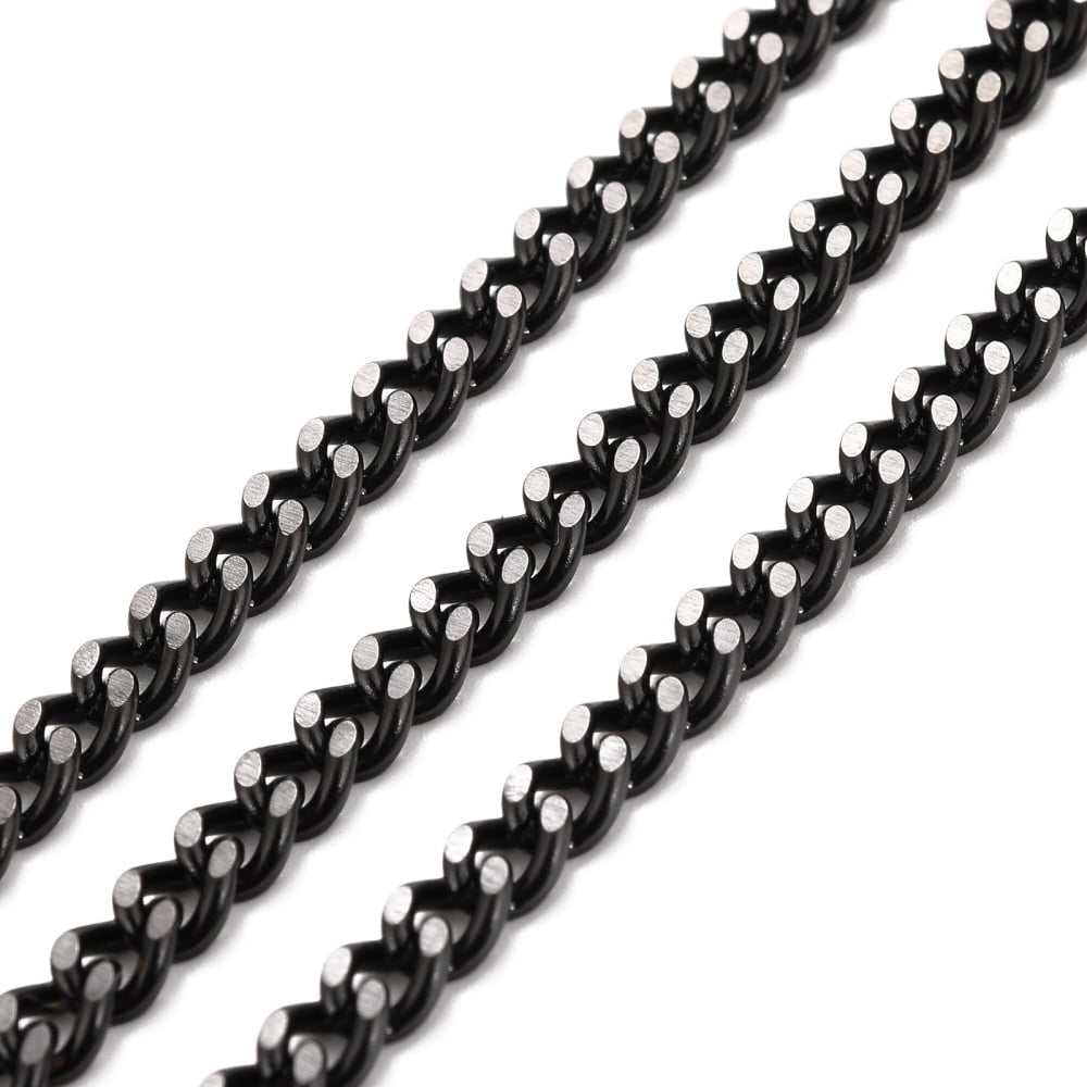 1roll PVD Vacuum Plating 304 Stainless Steel Cuban Link Chains Unwelded ...