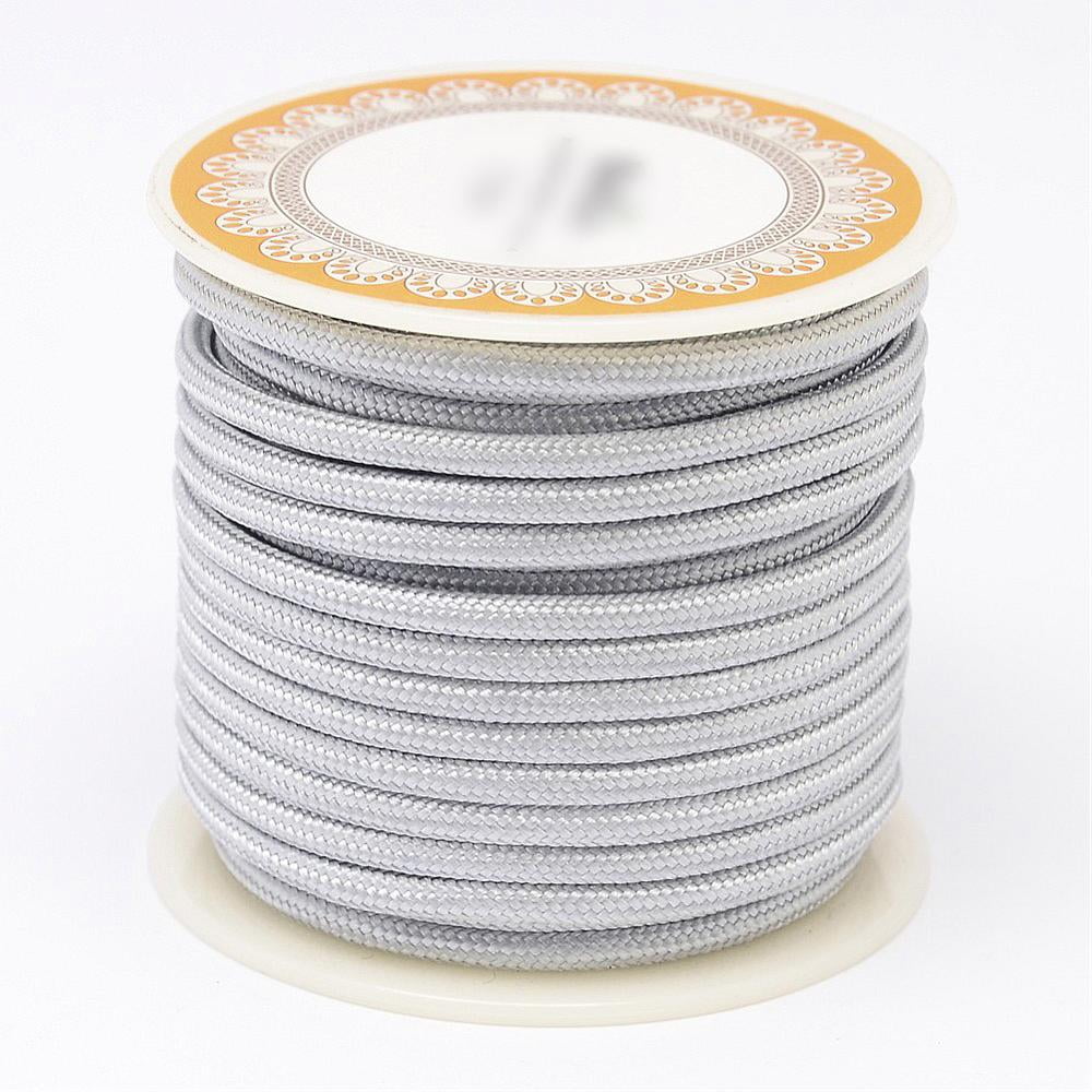 1roll Polyester Cords Round Light Grey 3mm about 8.74 yards(8m)/roll ...