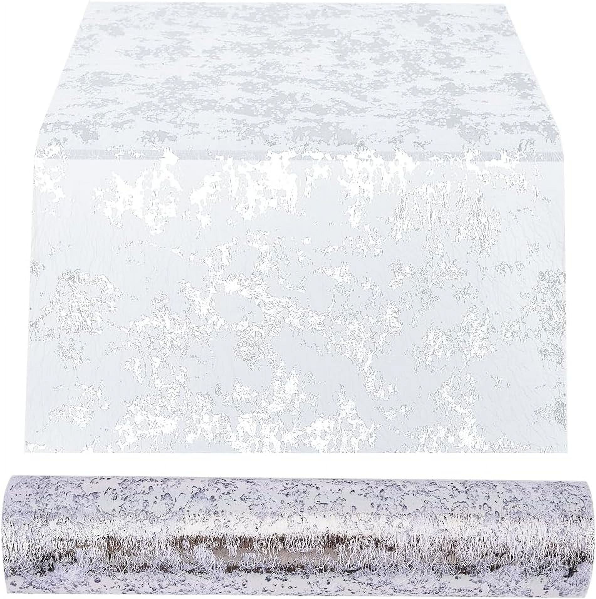 1roll Silver Table Runner 11" x 360" Sequin Glitter Foil Metallic Thin ...