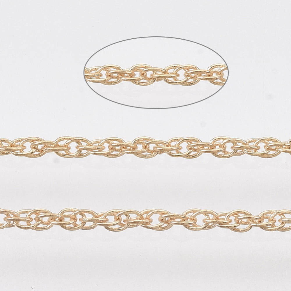 1roll Soldered Brass Coated Iron Rope Chains with Spool Light golden ...