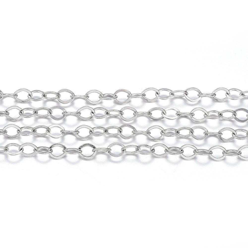 1roll Tarnish Resistant 304 Stainless Steel Cable Chains Soldered with ...