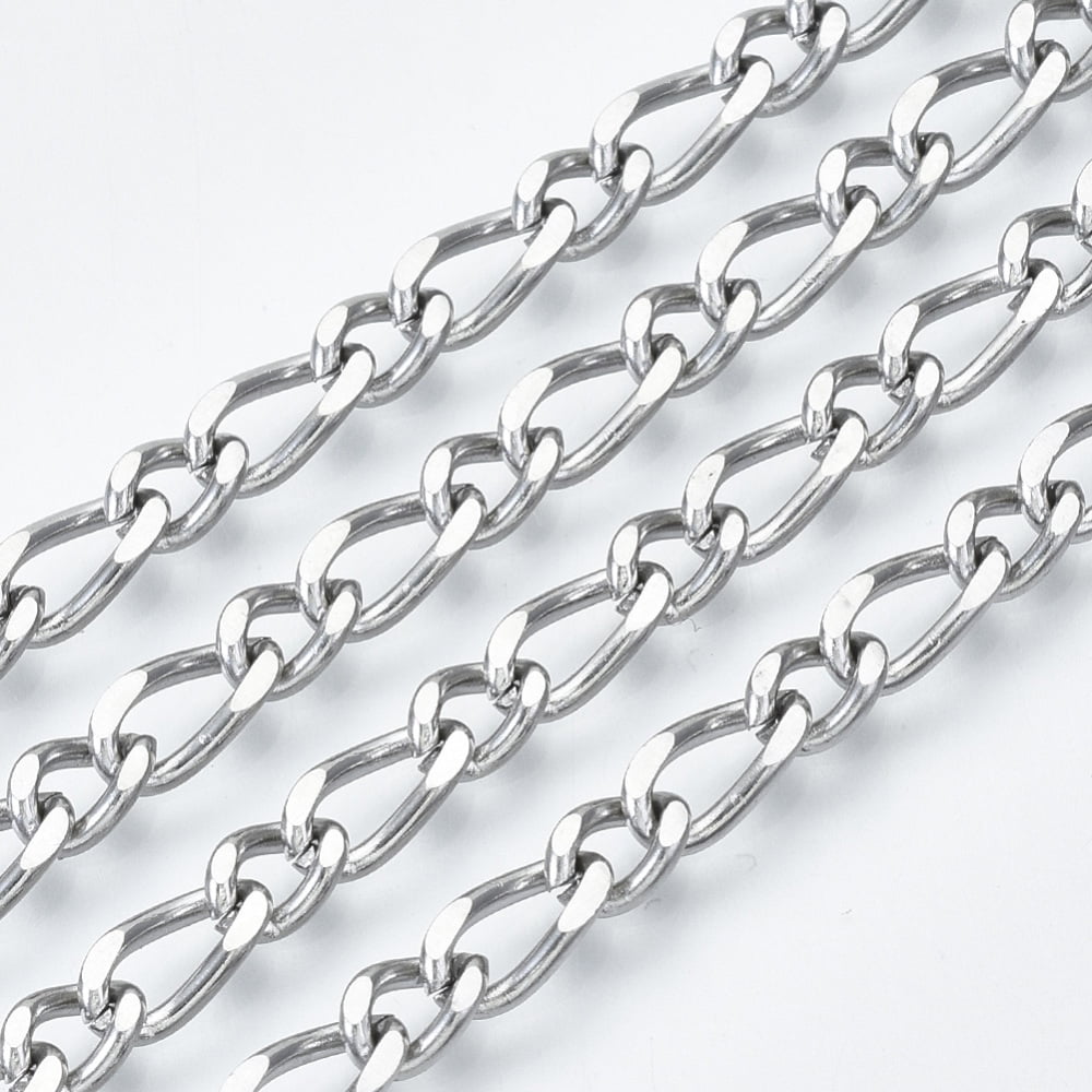 1roll Tarnish Resistant 304 Stainless Steel Curb Chains Figaro Chains ...