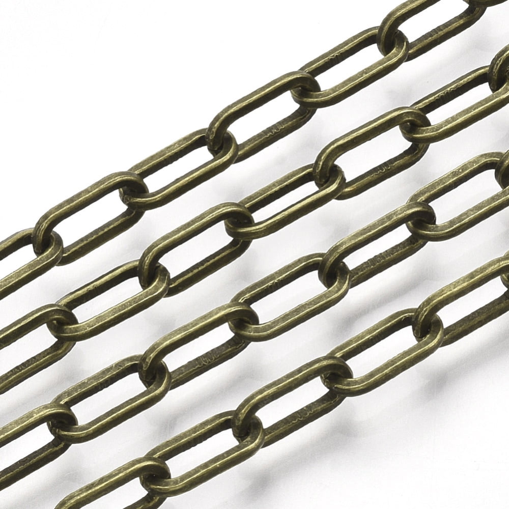 1roll Unwelded Iron Paperclip Chains Flat Oval Drawn Elongated Cable ...