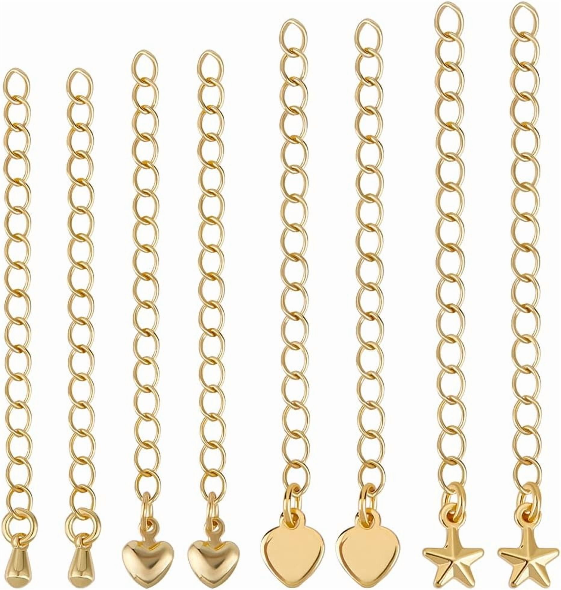 1set 1 Box 20Pcs 4Styles Golden Necklace Extenders 18K Gold Plated Star ...