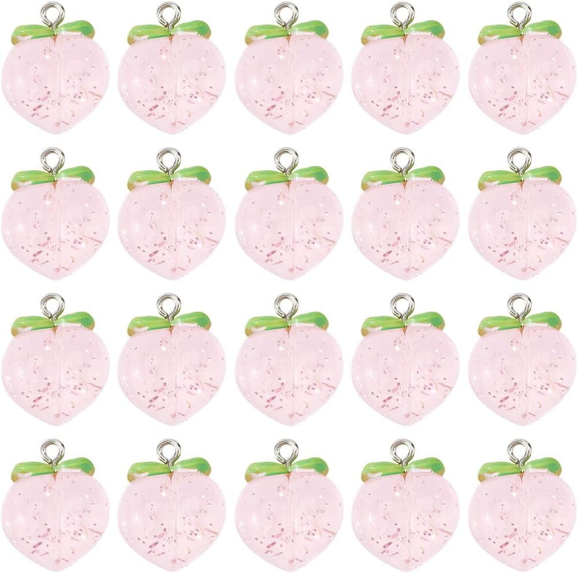 1set 1 Box 20pcs Peach Charms Bulk 3D Resin Fruit Charms Small Pink ...