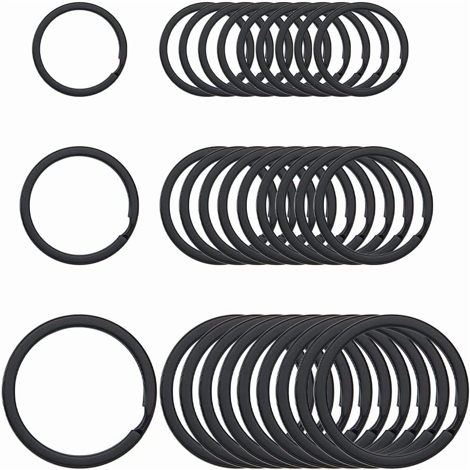 1set 1 Box 30Pcs 0.79/0.98/1.26 Inch Black Split Key Rings Round Flat ...