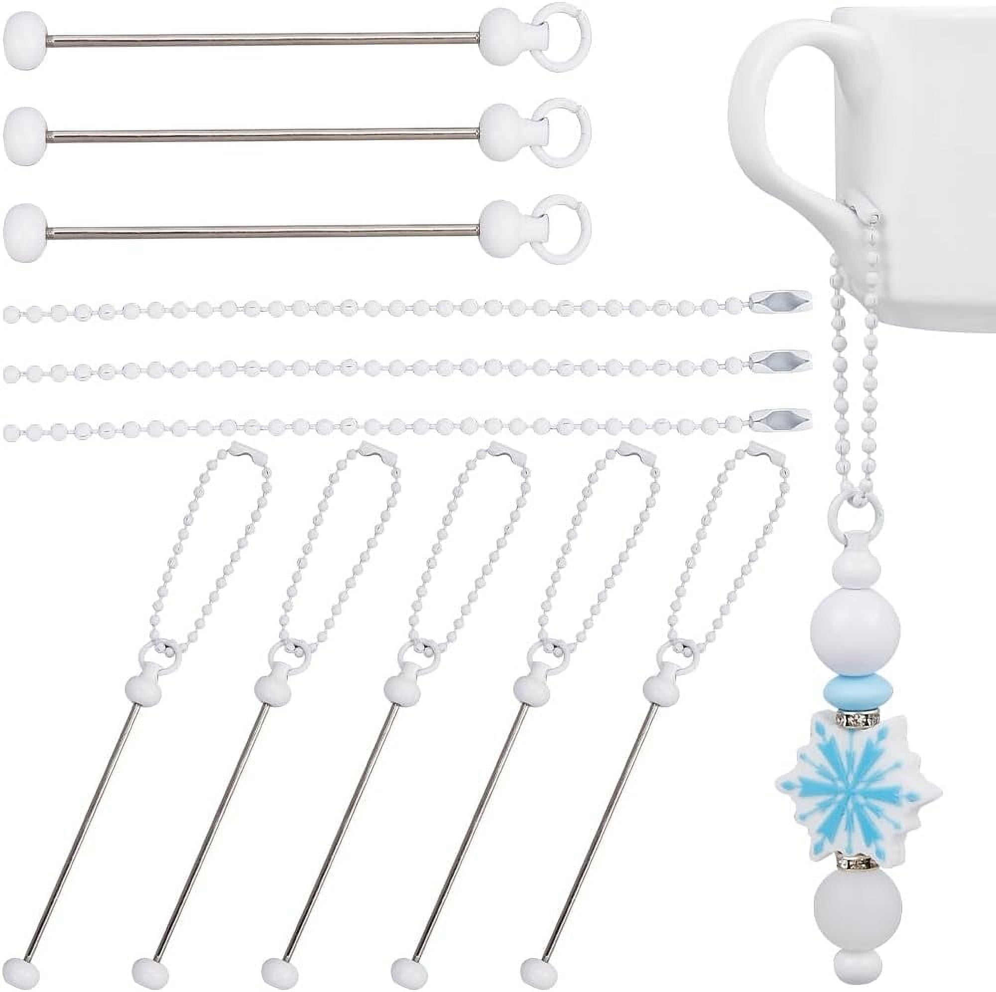 1set 1 Box 8 Sets Cup Charm Chains Bulk Black Key Chain Bar Blanks Diy ...