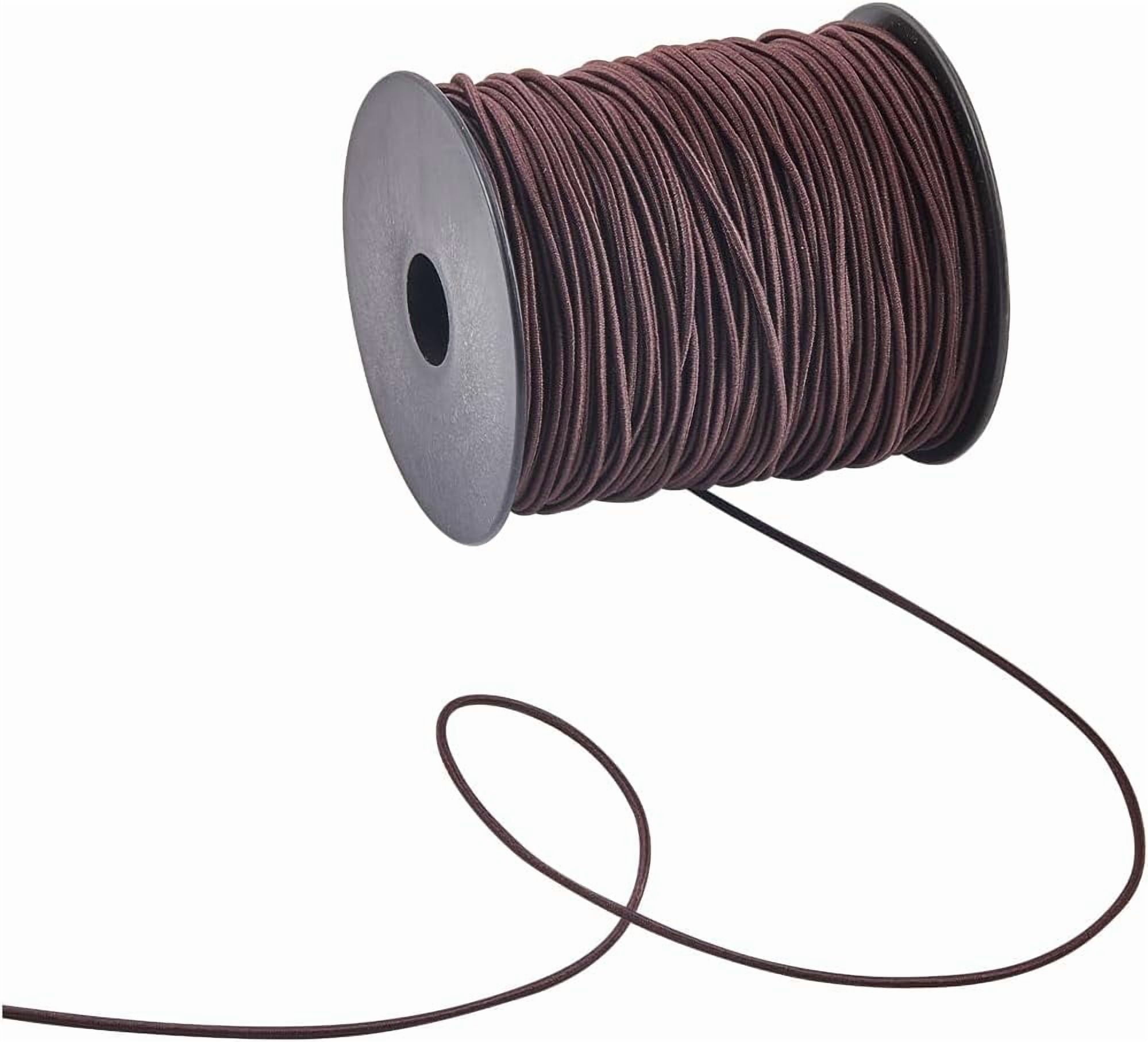 1set 1 Roll 100M Polyester Elastic Cord With Spool Round Coconut Brown ...