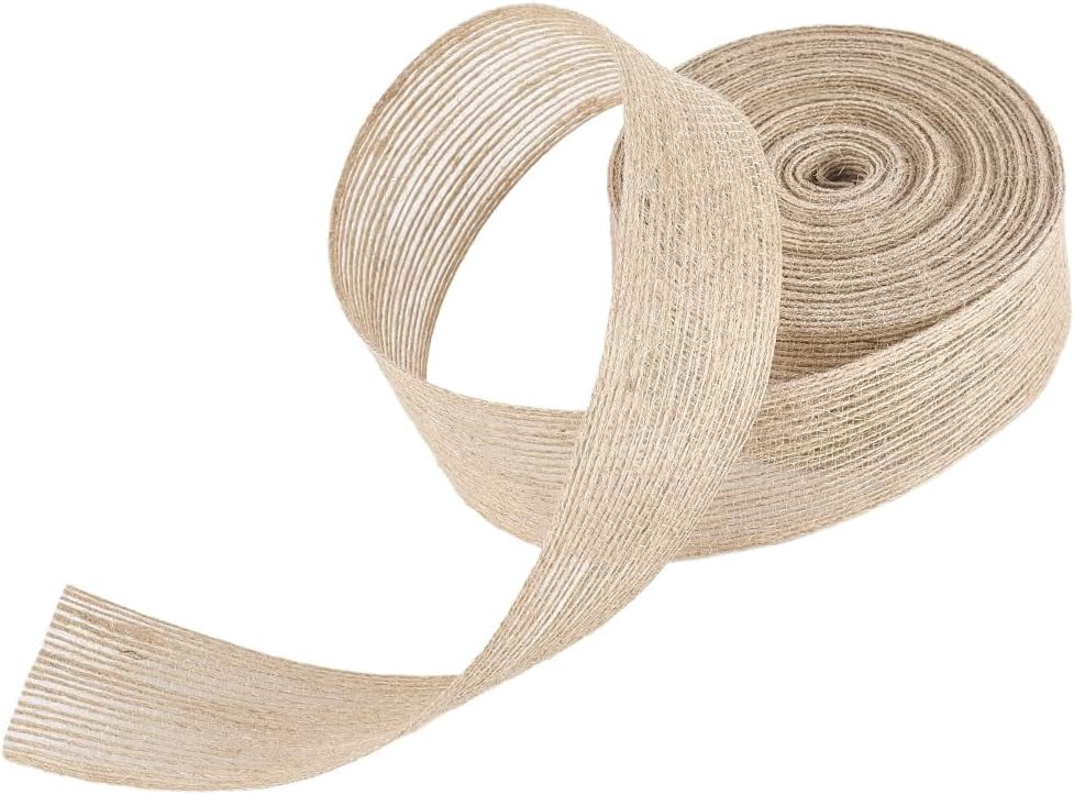 1set 1 Roll Burlap Ribbon Hessian Ribbon Jute Ribbon Tan 1-1/2 inch ...