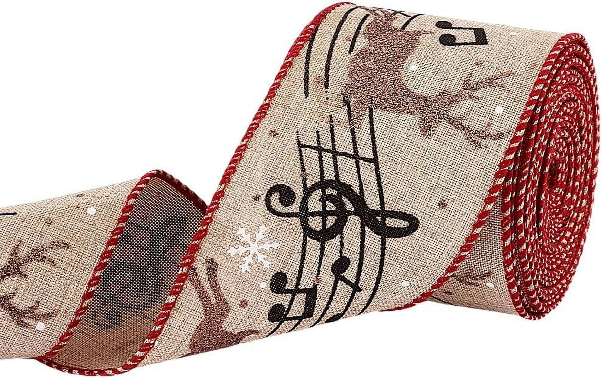 1set 1 Roll Printed Polyester Imitation Burlap Ribbons Christmas ...