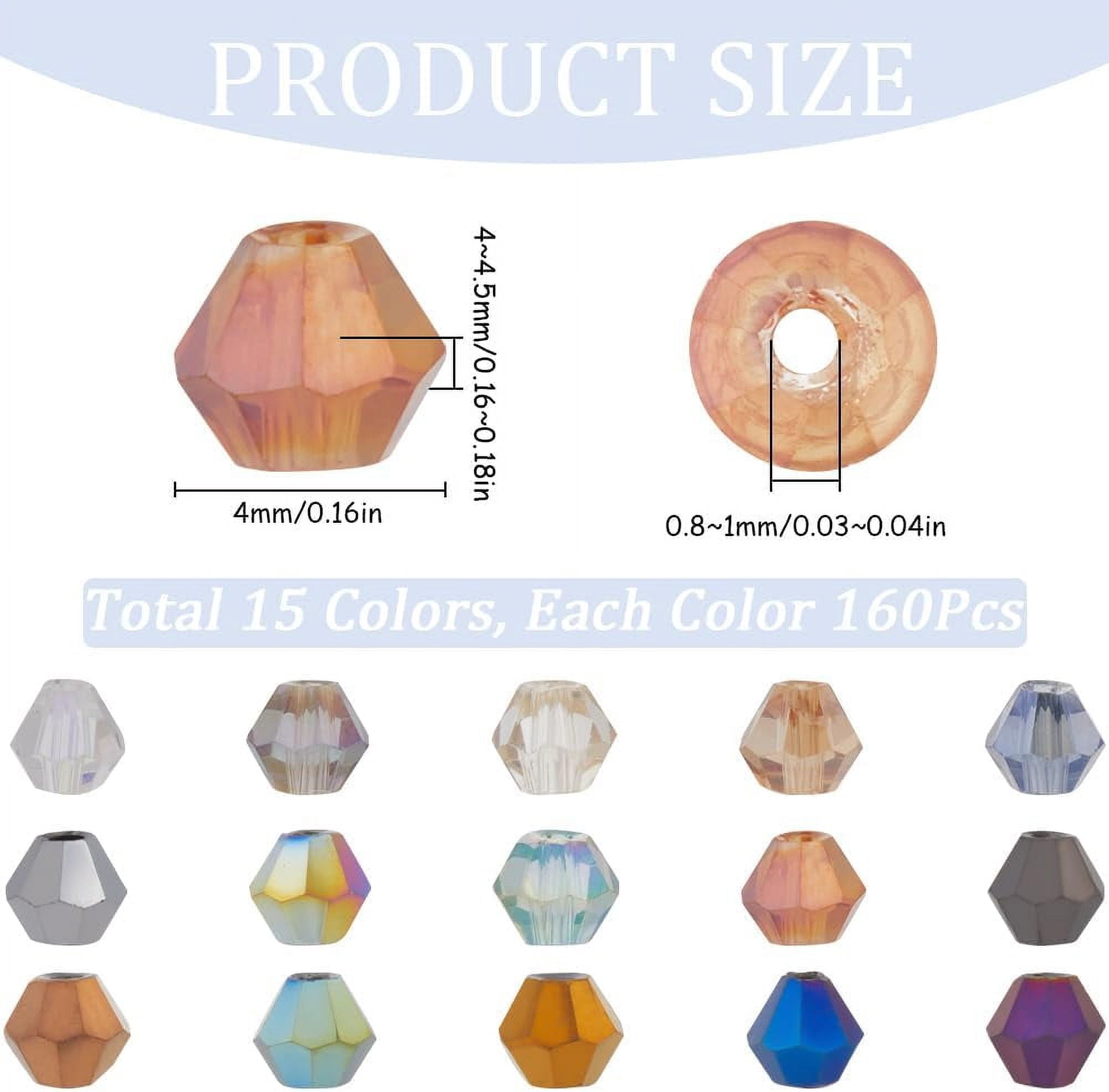 1set 1 box 2400pcs 4mm Bicone Faceted Glass Beads Electroplated ...