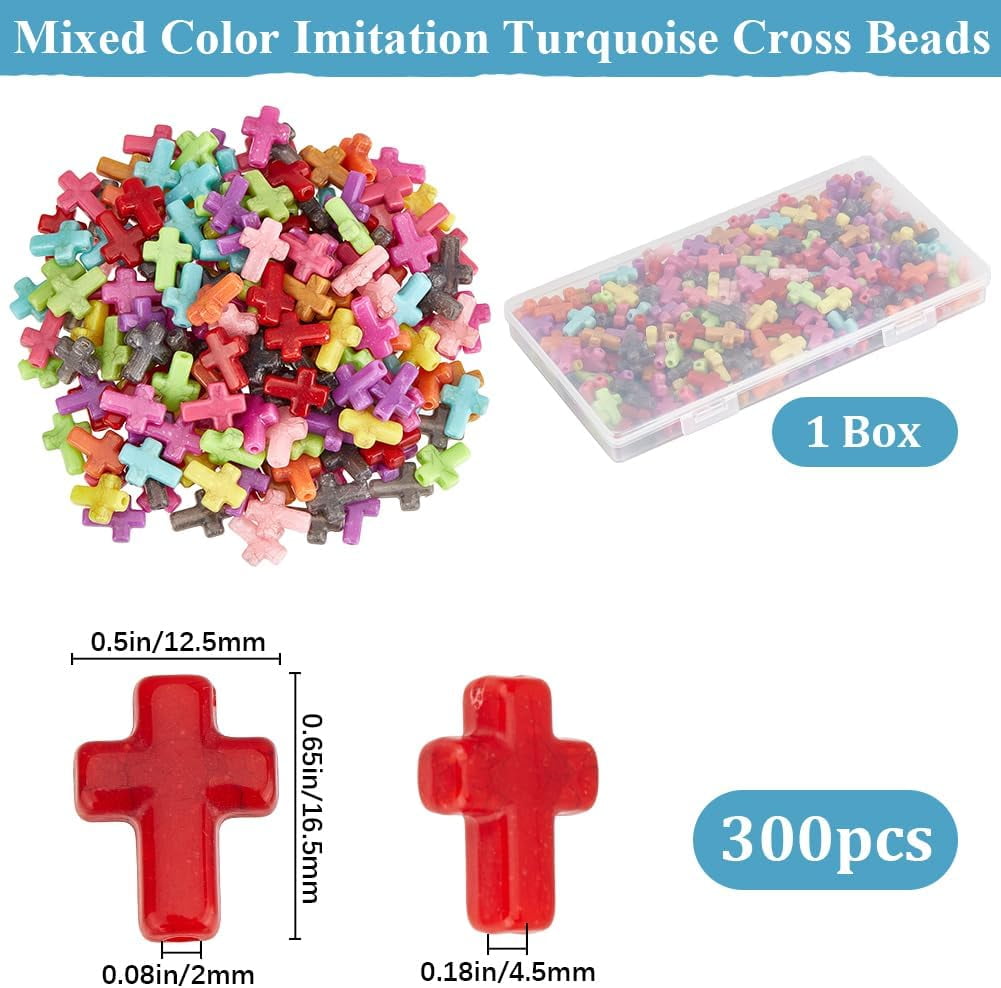 1set 1 box 300pcs Small Colorful Cross Beads Mini Cross Beads Assorted ...