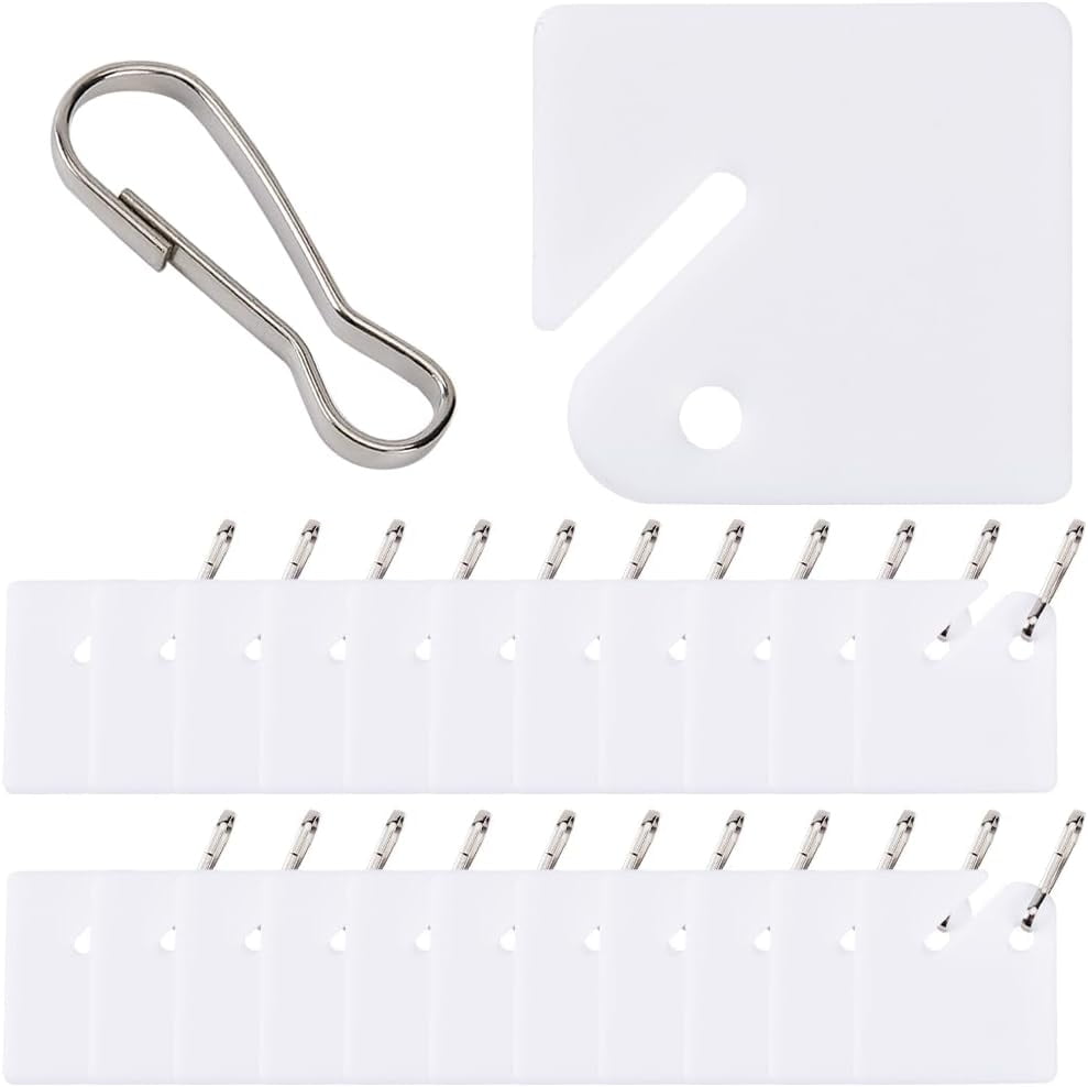 1set 1 set Plastic Blank Key Tags with Steel Keychain Clasps for Key ...