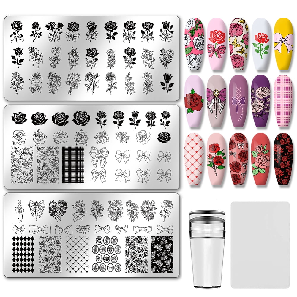1set 1 set Stainless Steel Nail Art Templates Template Tool Rectangle ...