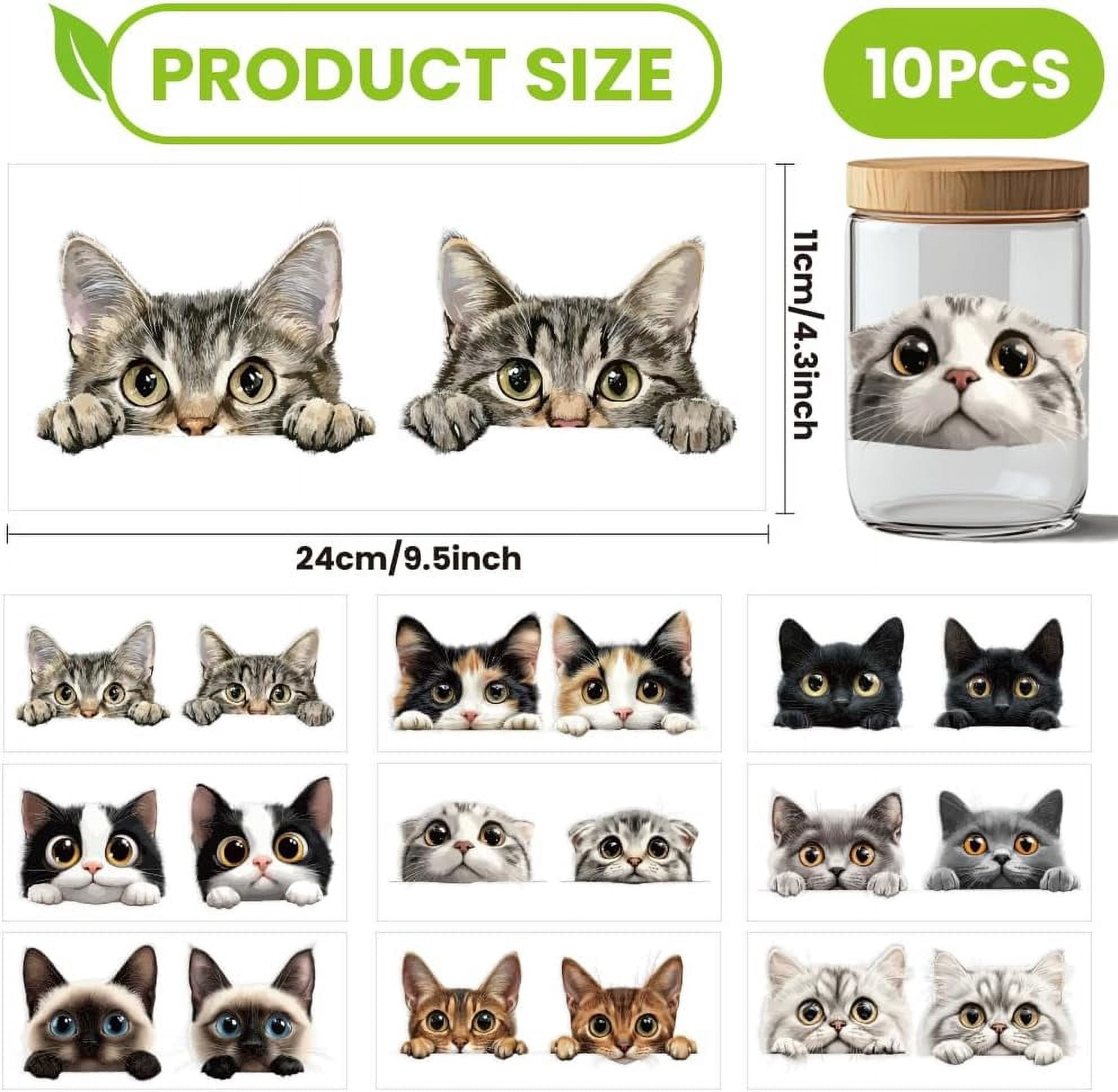 1set 10 pcs Cute Cat UV DTF Cup Wrap Transfer Sticker 10 styles Peeping ...