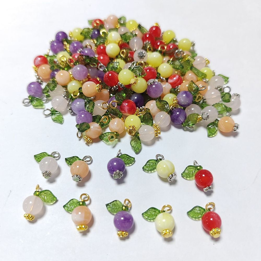 1set 100pcs 10 colors Acrylic Pendants with Iron Flat Head Pins Fruit ...