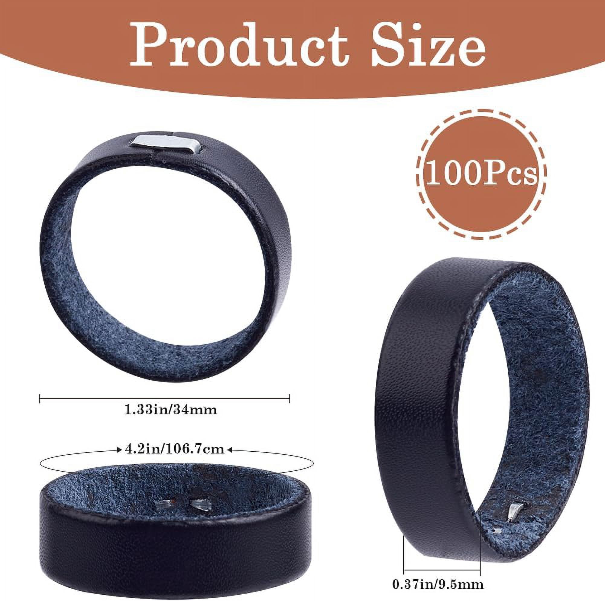 1set 100pcs Leather with Alloy Waist Belt Keeper Rings Round Ring Black ...