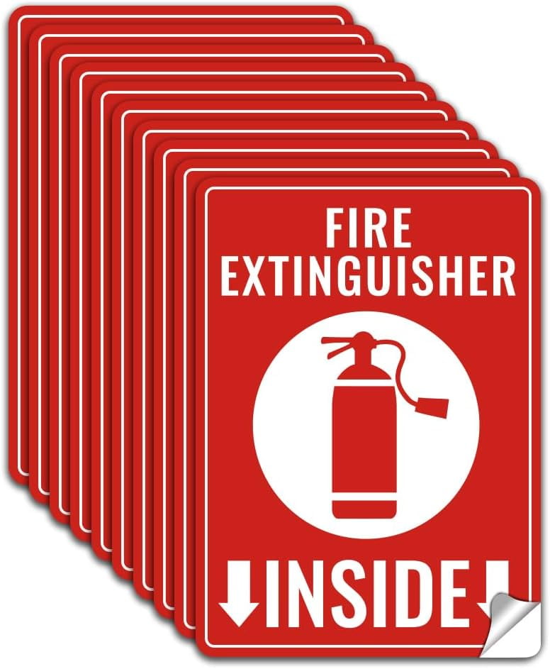 1set 10Pcs Fire Extinguisher Inside Sign Sticker PVC Waterproof Fire ...