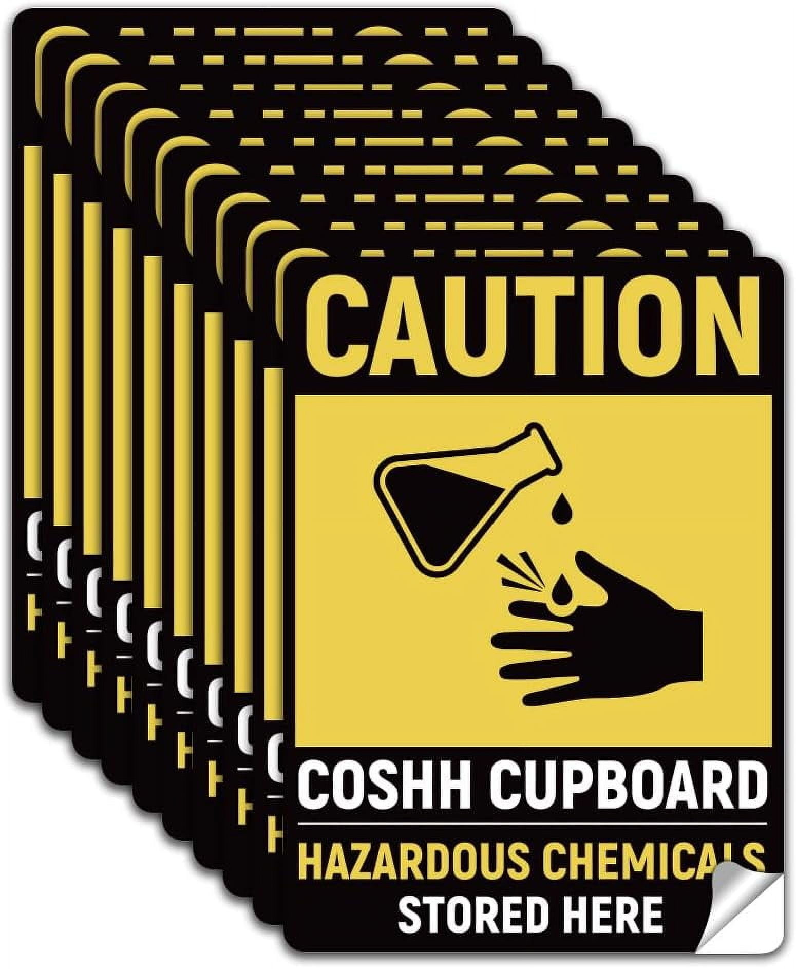 1set 10Pcs Hazardous Chemicals Stored Here Sign Sticker PVC Waterproof ...