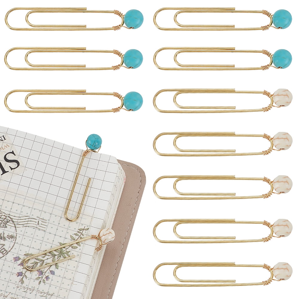 1set 10pcs 2 styles Iron Oval Paper Clips with Beads Round 56mm 5pcs ...
