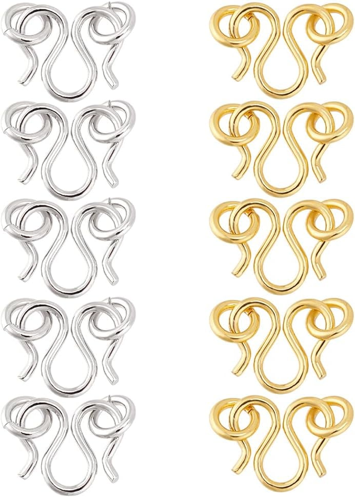 1set 10pcs 999 Sterling Silver M Hook Clasp with Jump Rings W Hook ...