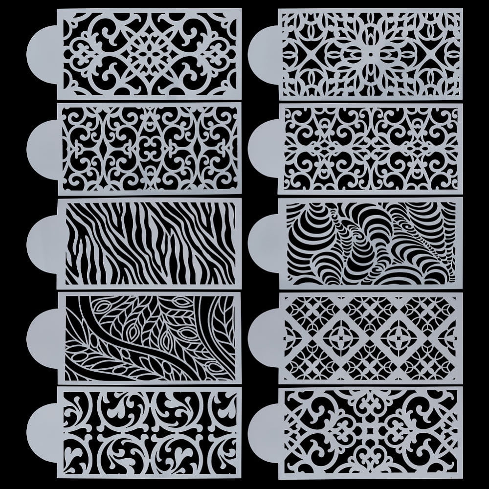 1set 10pcs Cake Decorating Stencils Baking Template Stencils Reusable ...