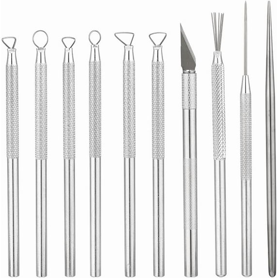 1set 10pcs Clay Sculpting Tools Engraving Brushes Texture Needles ...
