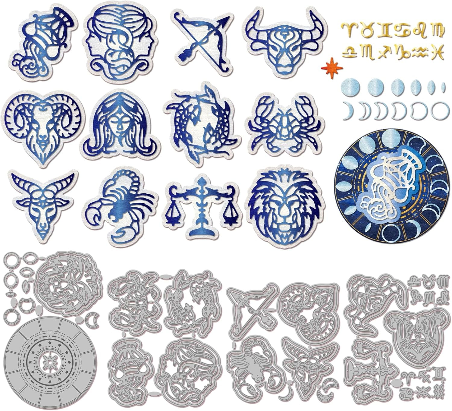 1set 12 Constellation Theme Carbon Steel Cutting Dies Stencils for Scrapbooking Photo Album ...