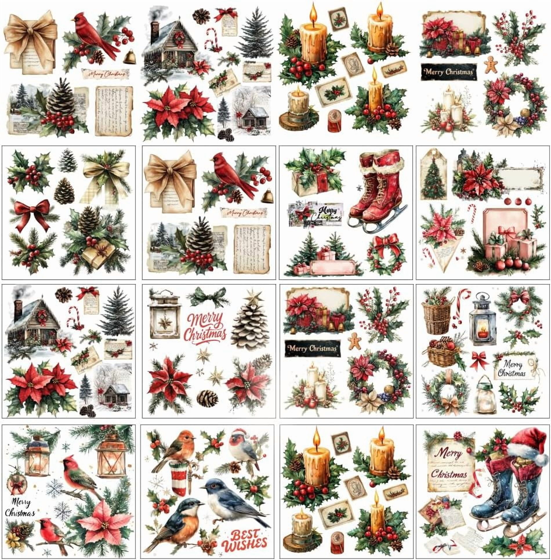 1set 12 Sheets Christmas Rub on Transfers for Crafts and Furniture ...