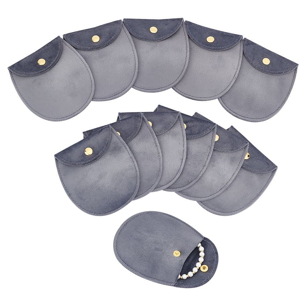 1set 12 pcs Velvet Jewelry Storage Pouches (3.3x3x0.3inch Gray Jewelry ...