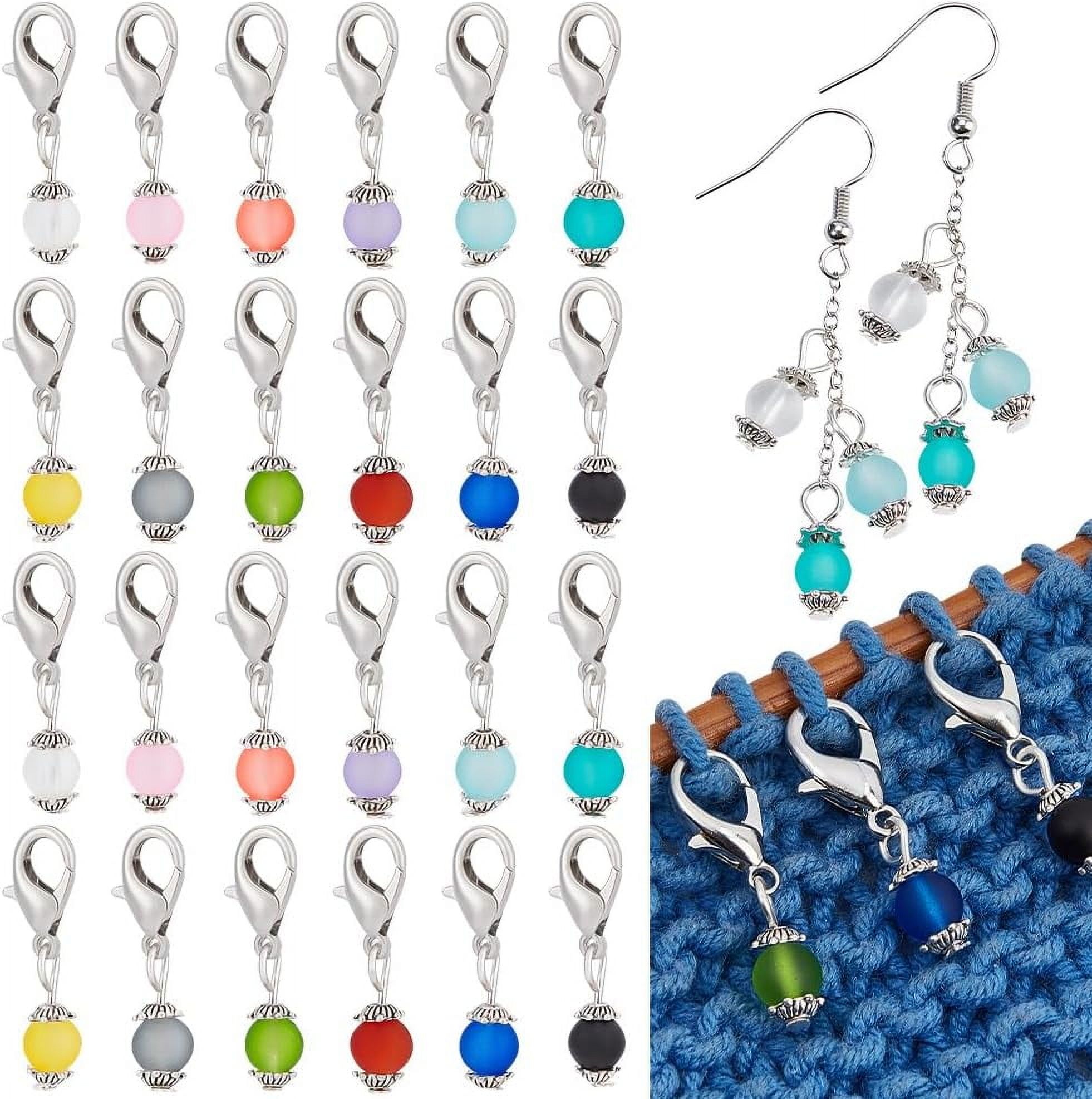 1set 120 pcs Glass Bead Stitch Markers 12 colors Matte Round Beads ...