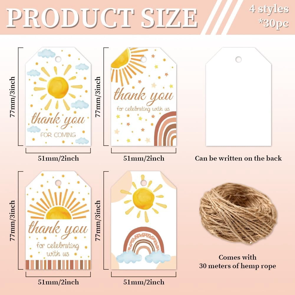 1set 120pcs 4 styles Sunflower Paper Thank You Gift Tags Hange Tags For ...