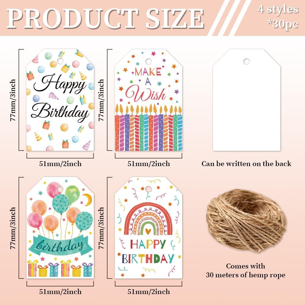 1set 120pcs Gift Tags Happy Birthday Candles Balloon Gift Tags with ...