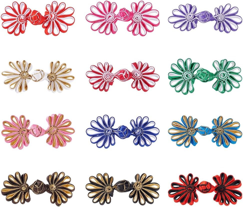 1set 12pcs 12 colors Satin Buttons Chinese Knots Buttons for Cheongsam ...