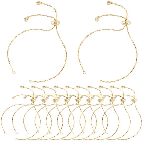 1set 12pcs Brass Slider Bracelets Making with Cubic Zirconia box Chains ...
