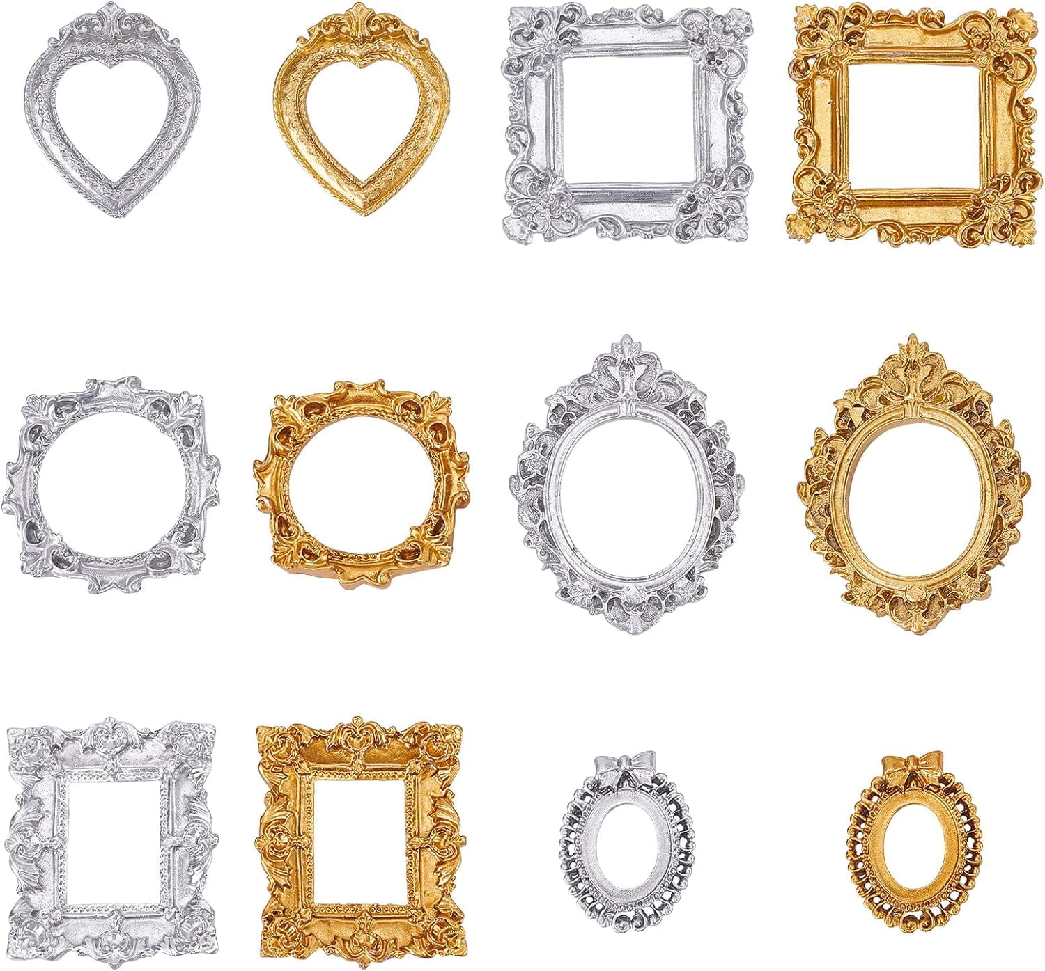 1set 12pcs Vintage Resin Picture Frame Props Photo Frame 6 Sizes Frame ...