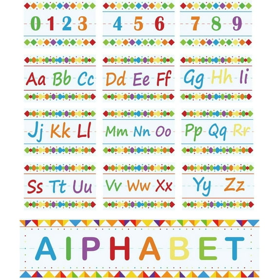 1set 13Pcs Alphabet Banner Posters ABC Number Wall Decoration Bulletin ...