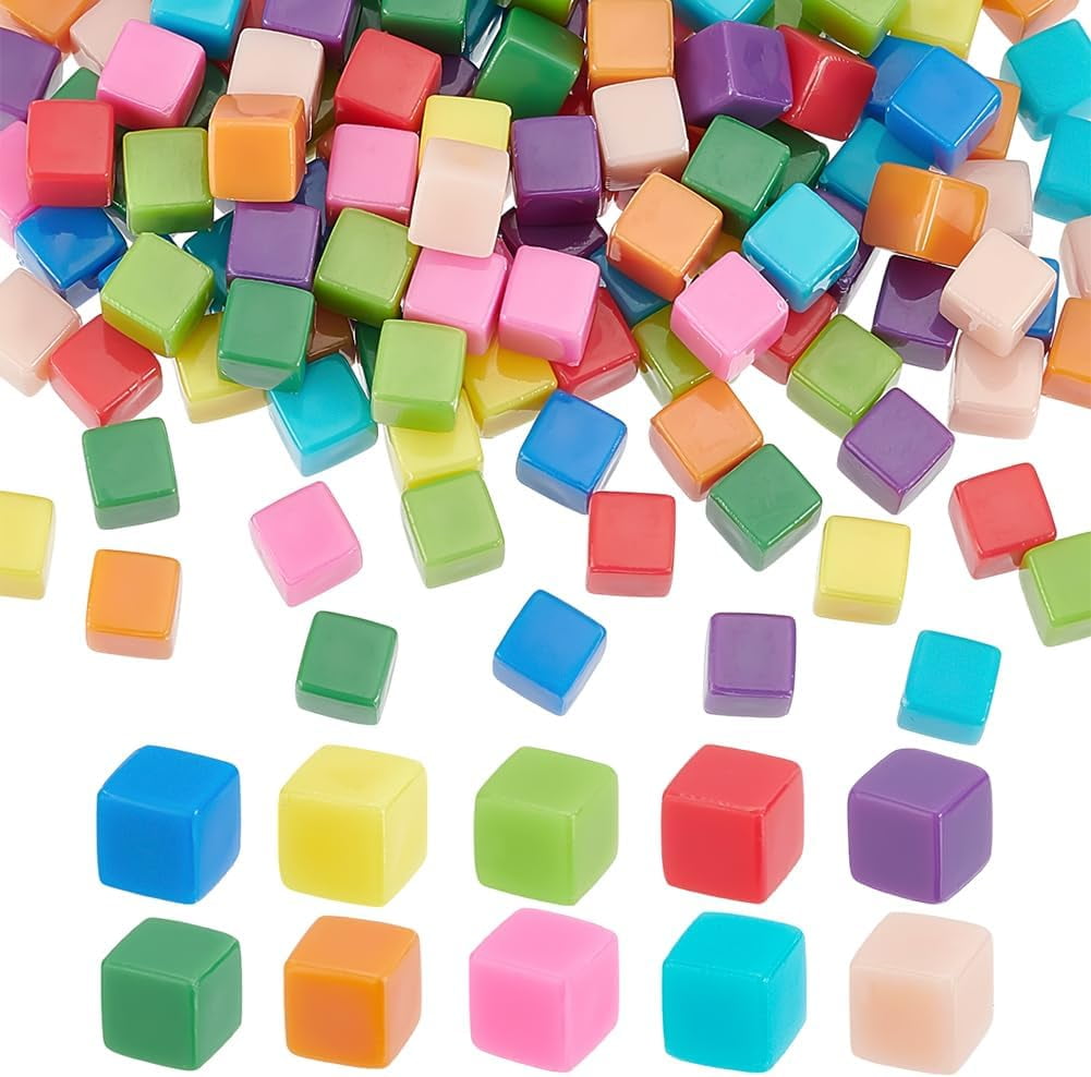 1set 140pcs 10 colors Acrylic Beads Cube No Hole Mixed color 8.5x8.5x8 ...