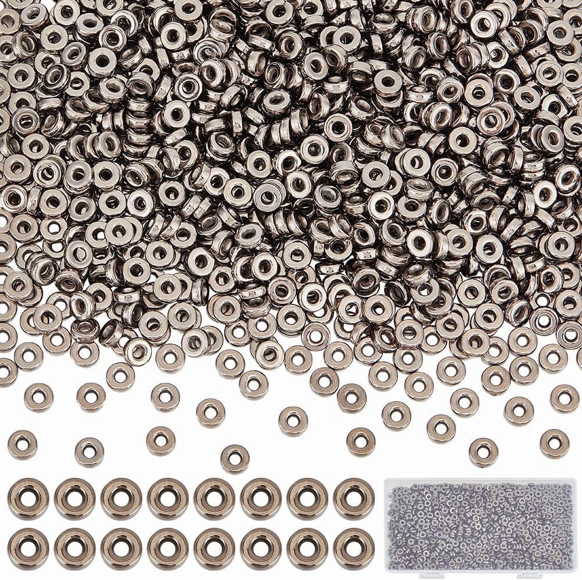 1set 1500pcs CCB Plastic Beads Flat Round Gunmetal 6x2mm Hole: 2mm ...
